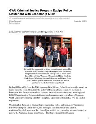 "GWU Criminal Justice Program Equips Police Lieutenant With Leadership ...